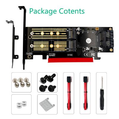 China 3 In 1 Msata And M.2 NGFF NVME  SATA SSD To PCI-E  4X And SATA3 Adapter for sale