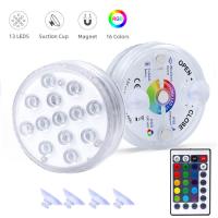 China Color Changing Remote Control Submersible LED Lights With Magnet Suction Cups Pond Fountain Pool for sale