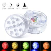 China Color Changing Remote Control Submersible LED Lights With Magnet Suction Cups Pond Fountain Pool for sale
