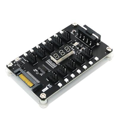 China DC 12v 3 4 Pin PWM Fan Hub Controller 3528 Colorful Flash LED SATA Cable for sale