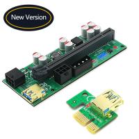 China PCIE Riser 1x To 16x Graphic Extension Card With 3.3V Digital Meter Display And 3528 Colorful Flash LED for sale