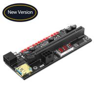 China PCIE Riser 1x To 16x Graphic Extension Card With 3.3V Digital Meter Display And 3528 Colorful Flash LED for sale