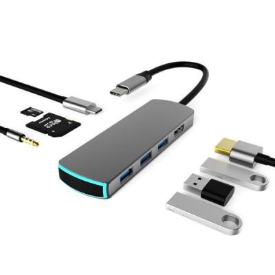 China TF PD Charger Hub Adapter USB3.0 8 In 1 Type C To 4K Docking Station FCC for sale