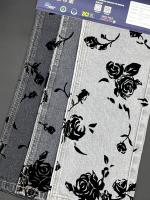 China Sulphur Grey Flocked Denim Fabric Rose Woven Denim Fabric 157cm Width for sale