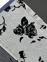 China Sulphur Grey Flocked Denim Fabric Rose Woven Denim Fabric 157cm Width for sale