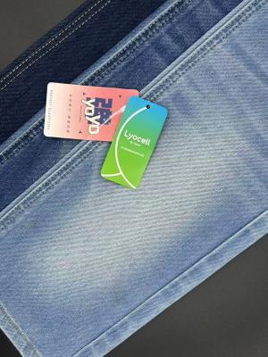 China 383GSM 4 Way Stretch Denim Fabric Dark Blue Green Lyocell Denim OEKO-TEX For Jeans for sale