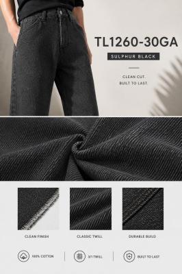 China 10.7oz Sulphur Black 100% Cotton Denim for Classic Jeans & Casual Apparel for sale