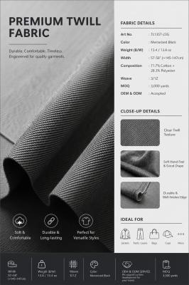 China 13.4oz Mercerized Black Cotton-Polyester Heavyweight Denim for Durable Jeans & Workwear for sale