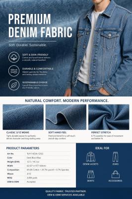 China 12.5 Dark Blue+Blue Cotton-Lyocell Stretch Denim for Premium Jeans & Casual Apparel for sale