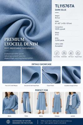 China 8.8oz Dark Blue 100% Lyocell Lightweight Denim for Summer Jeans & Casual Apparel for sale