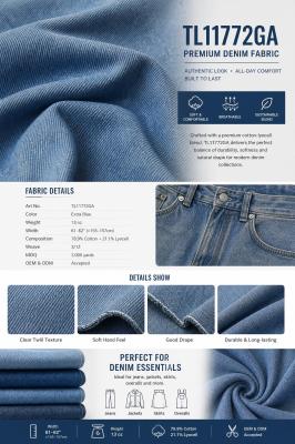 China 13oz Extra Blue Cotton-Lyocell Heavyweight Denim for Classic Jeans & Workwear Apparel for sale