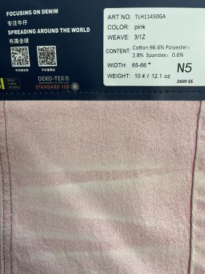 China 11450GA Textured Pink Stretch Denim, No Secondary Dyeing Ready for Garment Cutting for sale