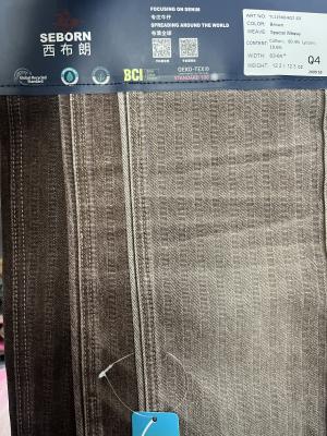 China Special Weave Brown Cotton Lyocell Denim Fabric | TL11940-8QT-GF Raised Stripe Ribbed Non-Stretch Denim for sale