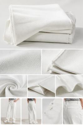China 12.7oz Cotton Polyester Lyocell Lycra Stretch Denim | Special Weave | White for sale