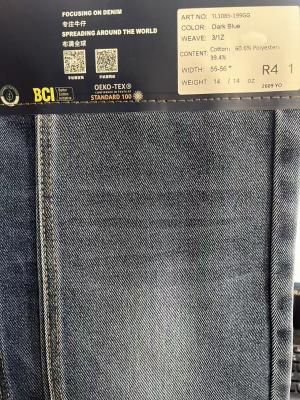 China Dark Blue Heavyweight Non-Stretch Denim Fabric | TL1085-199GG Rigid Dark Blue Denim with BCI & OEKO-TEX Certification for sale