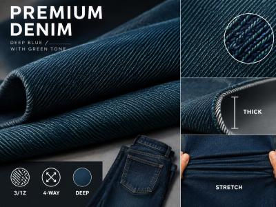 China Super Dark Blue Green Undertone 4-Way Stretch Denim Fabric | TLK11991GG Lyocell Blended Versatile Wash Denim for sale