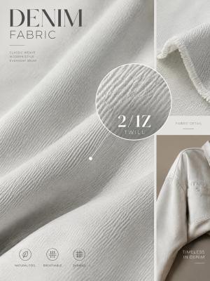 China 7oz 100% Cotton Lightweight Breathable Twill Weave White Denim Fabric for sale