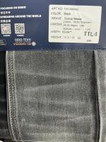 China Core Black Special Weave 4-Way Stretch Vertical Slub Denim Fabric | TLK11660GG Core Black Denim With Rayon & LYCRA for sale