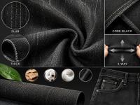 China Core Black Special Weave 4-Way Stretch Vertical Slub Denim Fabric | TLK11660GG Core Black Denim With Rayon & LYCRA for sale