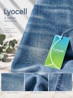 China 12.4oz Medium-Weight Cotton Lyocell Denim Fabric with 3/1 Twill Weave in Dark Blue for sale