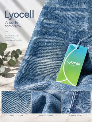 China 12.4oz Medium-Weight Cotton Lyocell Denim Fabric with 3/1 Twill Weave in Dark Blue for sale