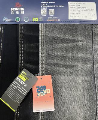 China Core Through Black Special Weave 4-Way Stretch Vertical Slub Denim Fabric | TLK11660-1GG Vertical Slub Denim for sale