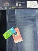 China Dark Blue+Green 4-Way Stretch Vertical Slub Denim Fabric with 8S Warp Slub and 25% Lyocell Blend for sale