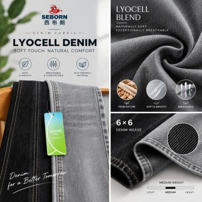China 11465 Lightweight Dark Blue Tencel Denim Fabric for Casual Wear for sale