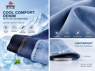 China Dark Blue Special Weave Cooljade Denim Fabric | TLH8078-85QT Lightweight Soft Denim With Cooljade & LYCRA for sale