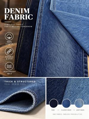 China 10S×7S Rigid Dark Blue 3/1Z Twill Cotton Denim Fabric | Eco-friendly Sustainable Denim for sale