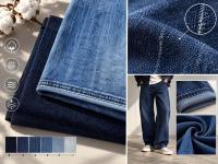China 12.3oz Pre-wash Weight Cotton Denim Fabric with Vertical Slub Texture and BCI & OEKO-TEX Certification for sale