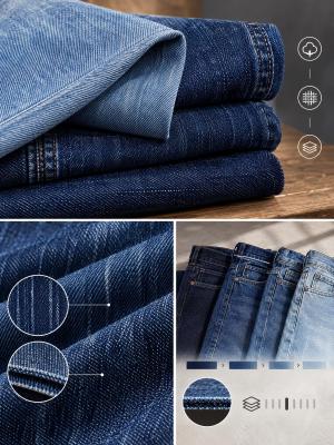 China TL7015-16T 11.5oz Dark Blue Grey Cotton Denim Fabric with Vertical Slub Texture BCI OEKO-TEX Certified for sale