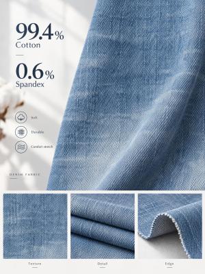 China 8.3oz Lightweight 99.4% Cotton Stretch Denim Fabric with 3/1 Twill Weave for Spring-Summer Wear for sale