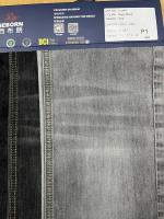 China 7.2oz Deep Black Lightweight Denim Fabric with Cross & Vertical Slub Texture for sale