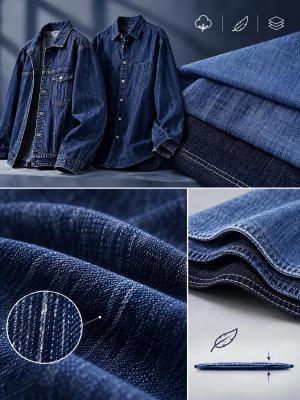 China 9.9oz Dark Blue Vertical Slub Denim Fabric | 10S×8S 2/1Z Twill Denim for Jacket & Shirt TL9170A-85QTS for sale
