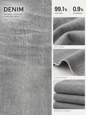 China 11.8oz High Cotton Sulphur Grey Stretch Denim Fabric Slight Stretch Cotton Spandex Denim Fabric for Jeans for sale