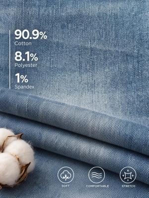 China 7.5oz Cotton Polyester 3/1 Twill Stretch Denim Fabric Dark Blue Stretch Jean Fabric for sale
