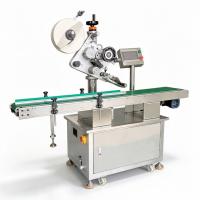 China Stainless Frame Automatic Top Labeling Machine 0 - 80Pcs/Min Labeling Machine For Round Bottle for sale