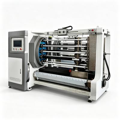China 10 Axis Alternate Automatic Slitting Machine Zero Downtime BOPP Tape Slitting Rewinding Machine Quick Changeover for sale