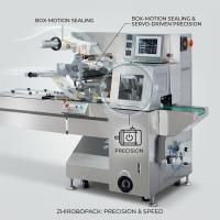 China Box Motion Servo Driven Horizontal Flow Wrapping Machine 35-80 Bags Per Minute Flow Wrapper for sale