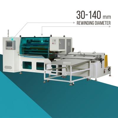 China Automatic Adhesive Tape Slitting Rewinding Machine ZRF-1300 Four Shaft Turret for BOPP Sealing Tape Production for sale