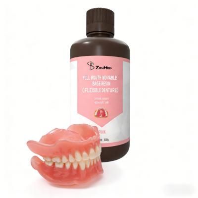 China Liquid Full Mouth Movable Base Resin Pink Gum Color Light Cured Designed for Precision Denture Base Fabrication and Long Lasting for sale