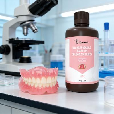 China Biocompatibility Yes Full Mouth Movable Base Resin Light Cured Pink Gum Color Material for Removable Denture Fabrication for sale