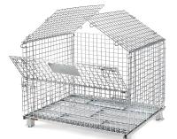 China High Capacity Steel Pallet Box Stackable Foldable Metal Storage Cage Rolling Wire Mesh Pallet Containers With Wheels for sale