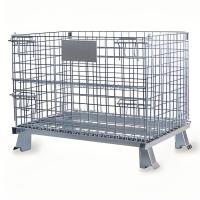 China Heavy Duty Warehouse Portable Galvanized Folding Wire Mesh Storage Cage Stackable Pallet Cage for sale