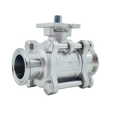 China 304 316 Stainless Steel High Platform 3PC Clamp Ball Valve for Water Industrial Usage for sale