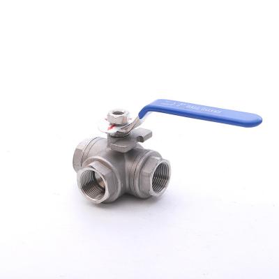 China CFR Term DN8-DN65 304/316 Stainless Steel Female 3 Way Ball Valve with Manual Handle for sale