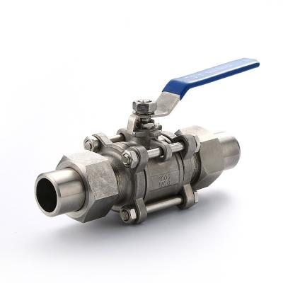 China Full Bore Function 304/316 Stainless Steel 3-Pieces Butt Welded Ball Valve with Union for sale