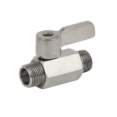 China Oed Customized 304 Stainless Steel Handle Mini Ball Valve with Double External Thread for sale