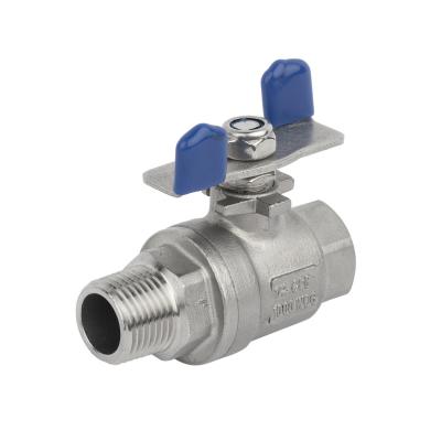 China Temperature Normal Temperature Butterfly Handle 2PC Ball Valve with Female Male Thread for sale